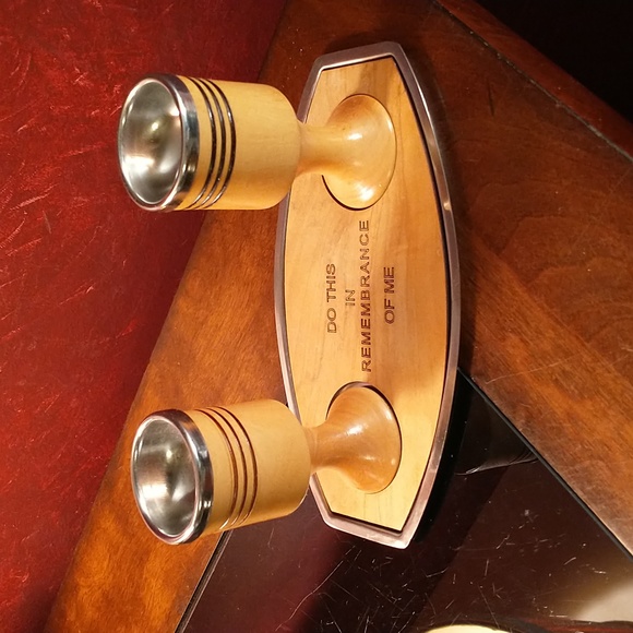 Other | Vintage Made In Bethlehem Olive Wood Communion Cups Tray Set ...
